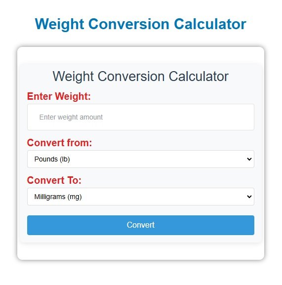 Weight Conversion Calculator - Practice Questions